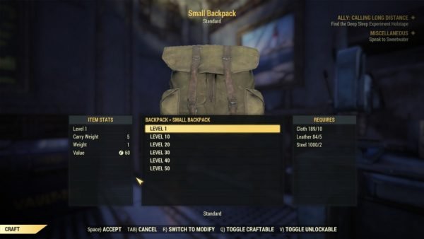 FALLOUT 76: How To Get A Backpack (& Free Skins)
