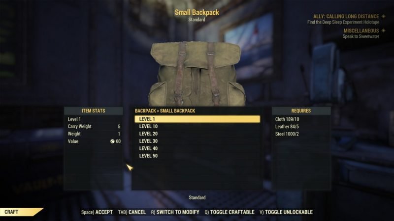 FALLOUT 76: How To Get A Backpack (& Free Skins)